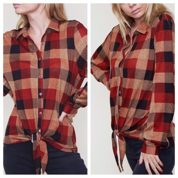 Tops | New Check Print With Tie Waist | Poshmark